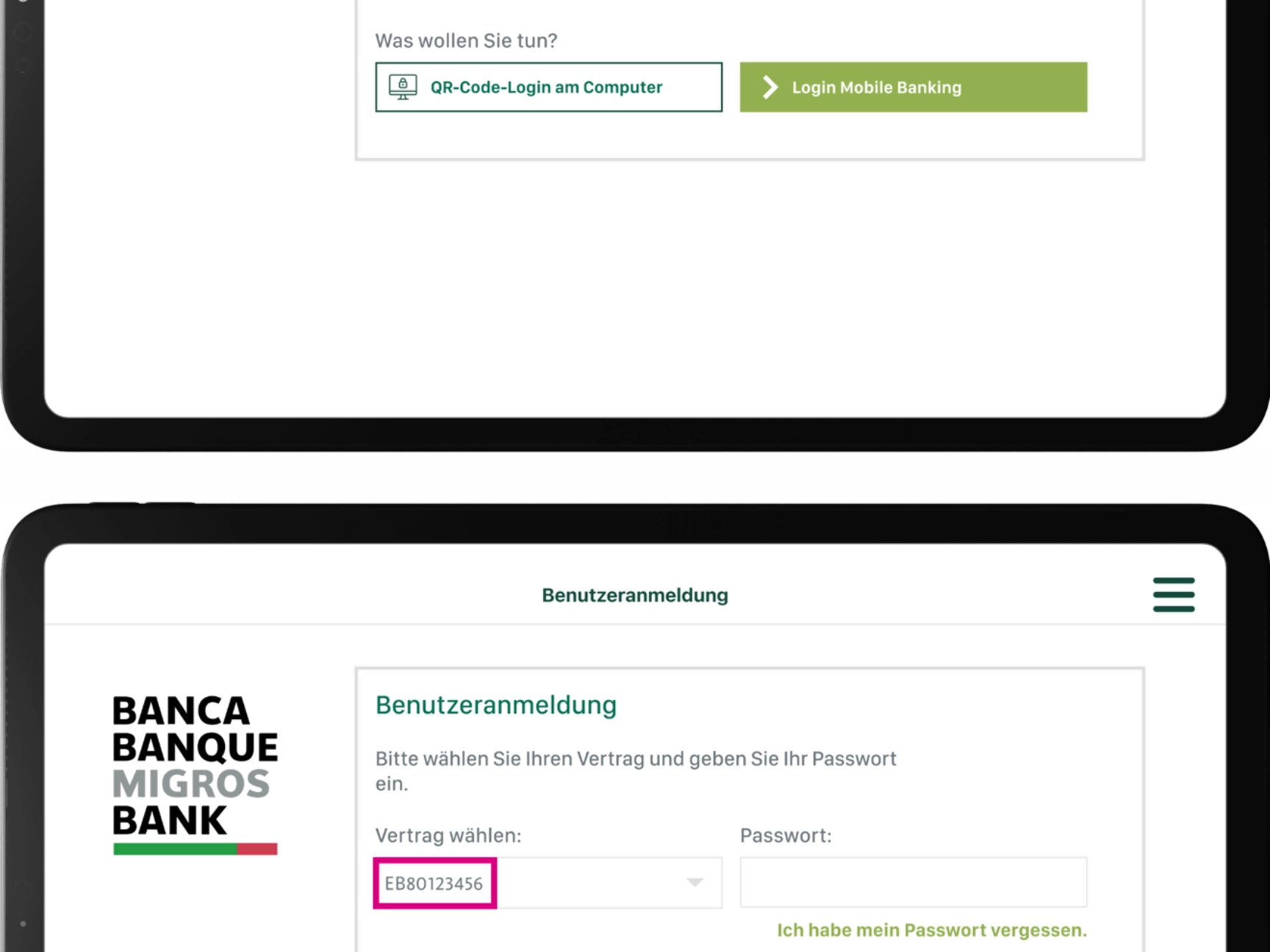 Wo finde ich meine Vertragsnummer? - Migros Bank