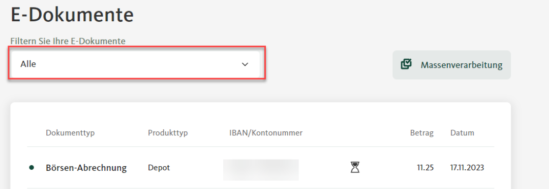 Wie suche oder filtere ich meine Bankdokumente? - Migros Bank