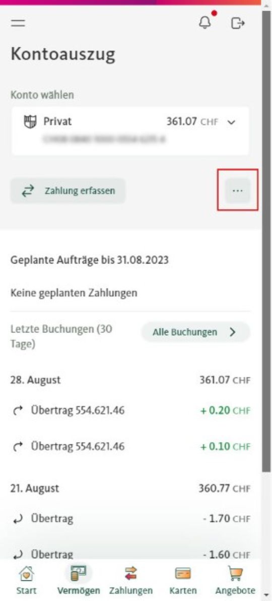 Wie erstelle ich einen Kontoauszug online? - Migros Bank