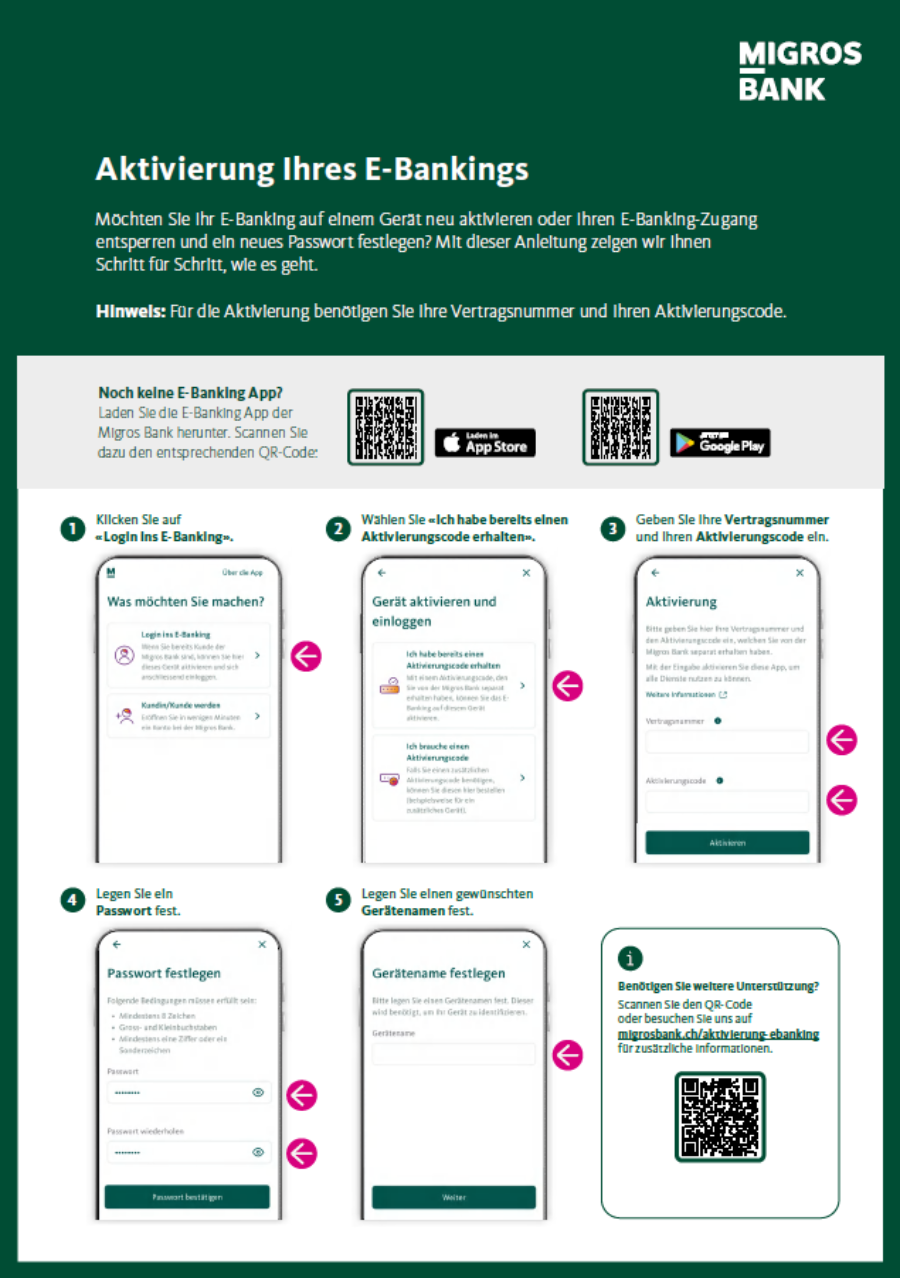 Wie aktiviere ich ein neues Gerät fürs E-Banking? - Migros Bank