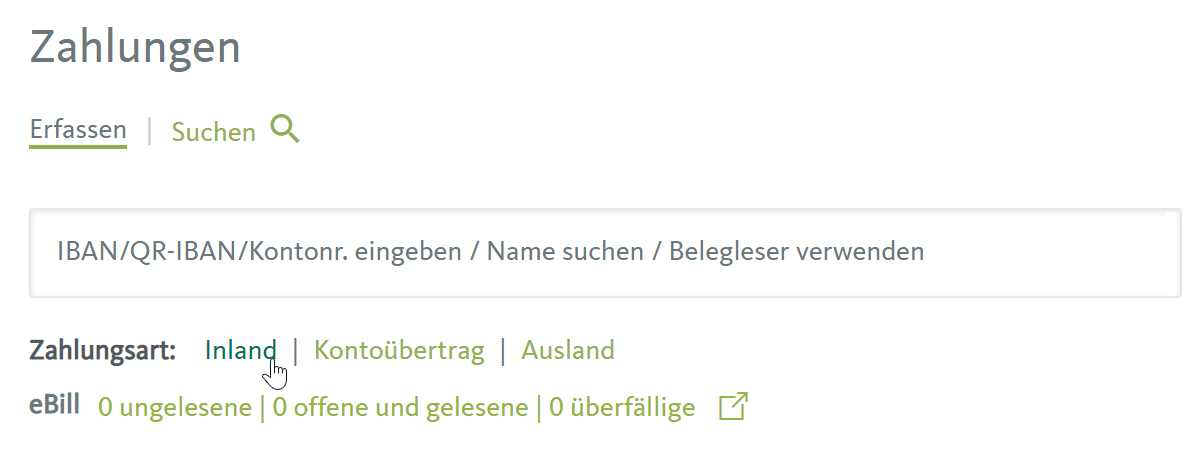 Wie erfasse ich eine Inlandzahlung im E-Banking? - Migros Bank