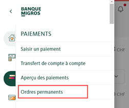 Comment modifier un ordre permanent? - Banque Migros