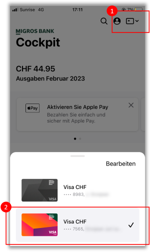 Wo sehe ich die PIN meiner Visa Debit / Kreditkarte? - Migros Bank