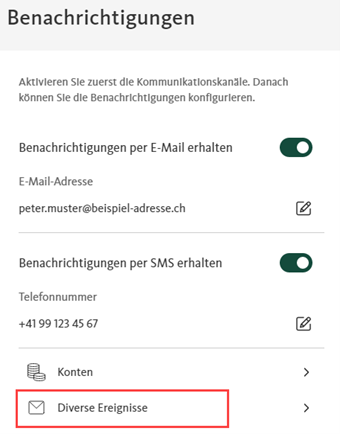 Wie aktiviere ich Benachrichtigungen für E-Dokumente? - Migros Bank