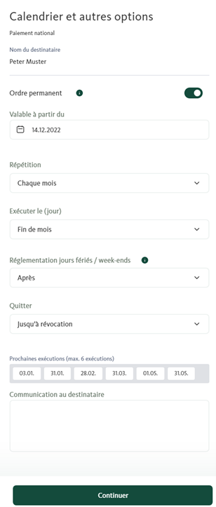 Comment saisir un ordre permanent? - Banque Migros